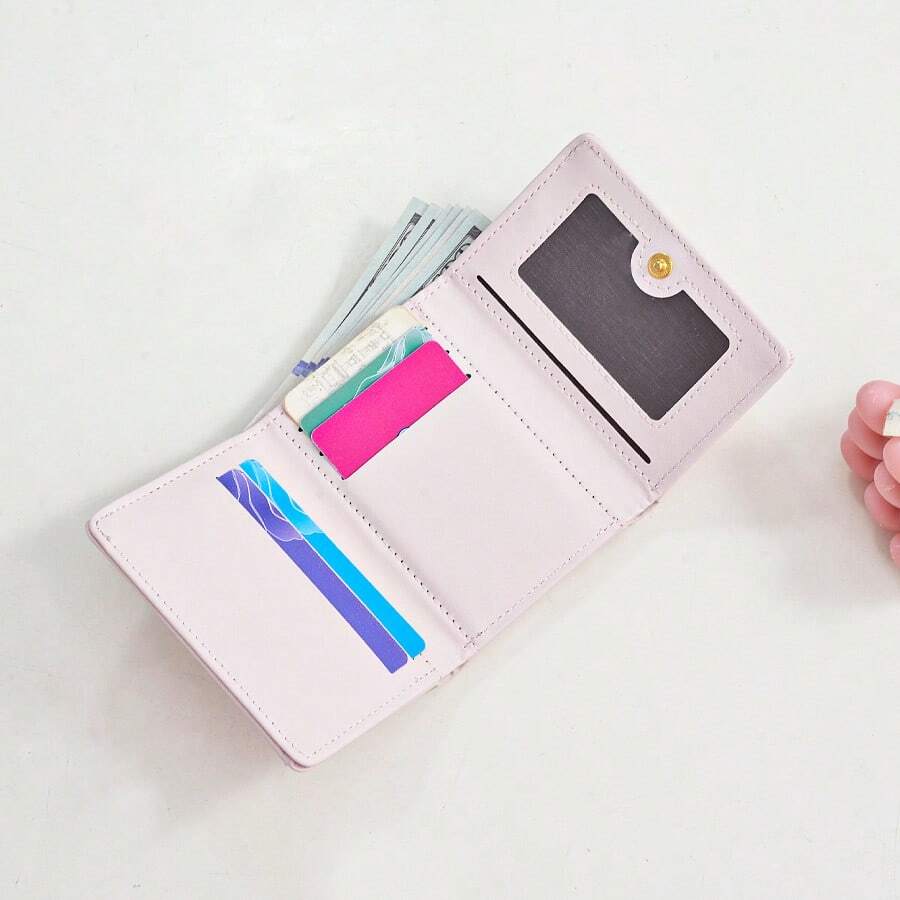 Sweet Girly Student Short Wallet With Bow Tie Design Multi-Card Slots ...