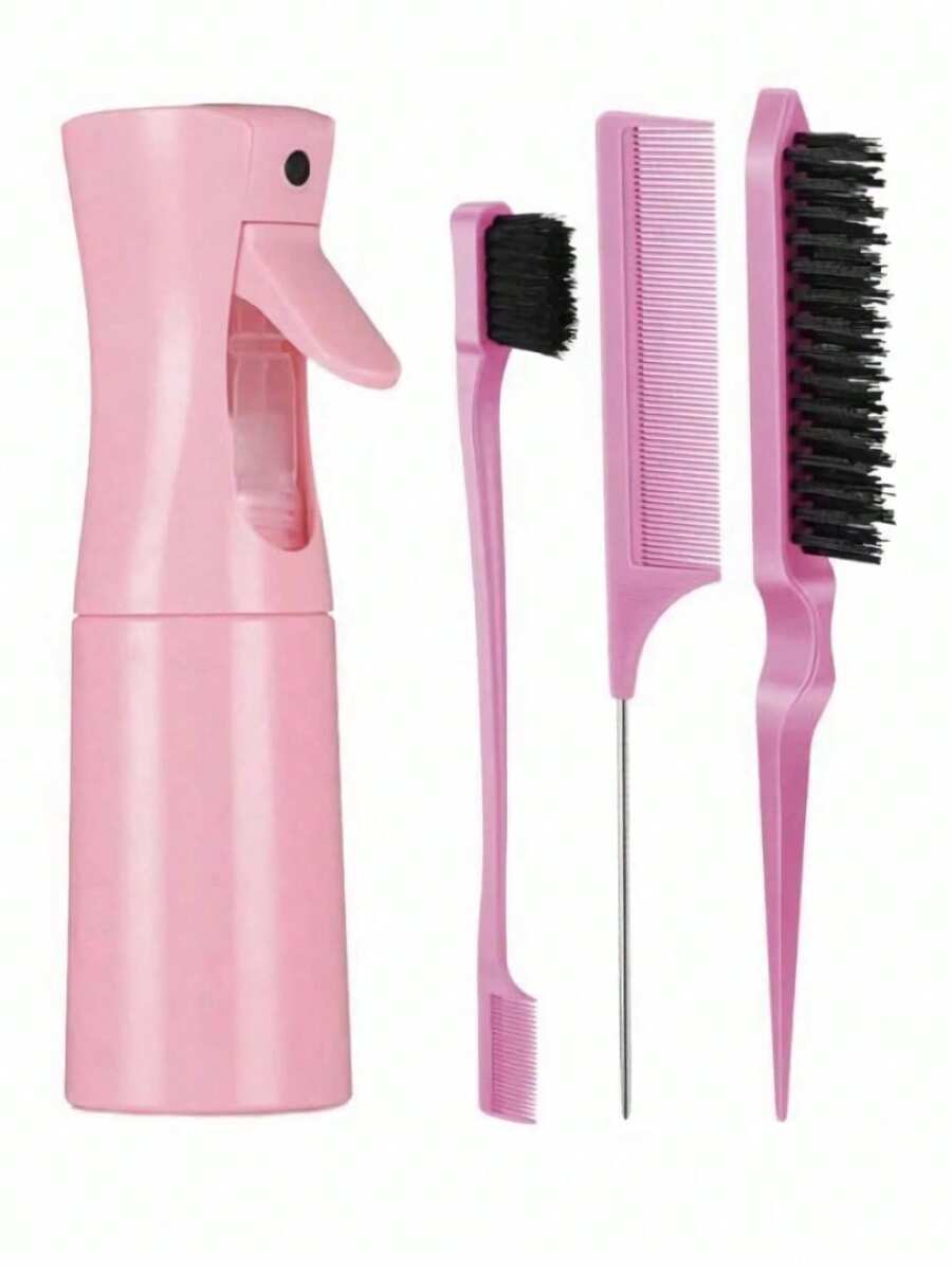 4-Piece Comb Set & 200ml Sprayer For Teasing, Edging And Backcombing ...