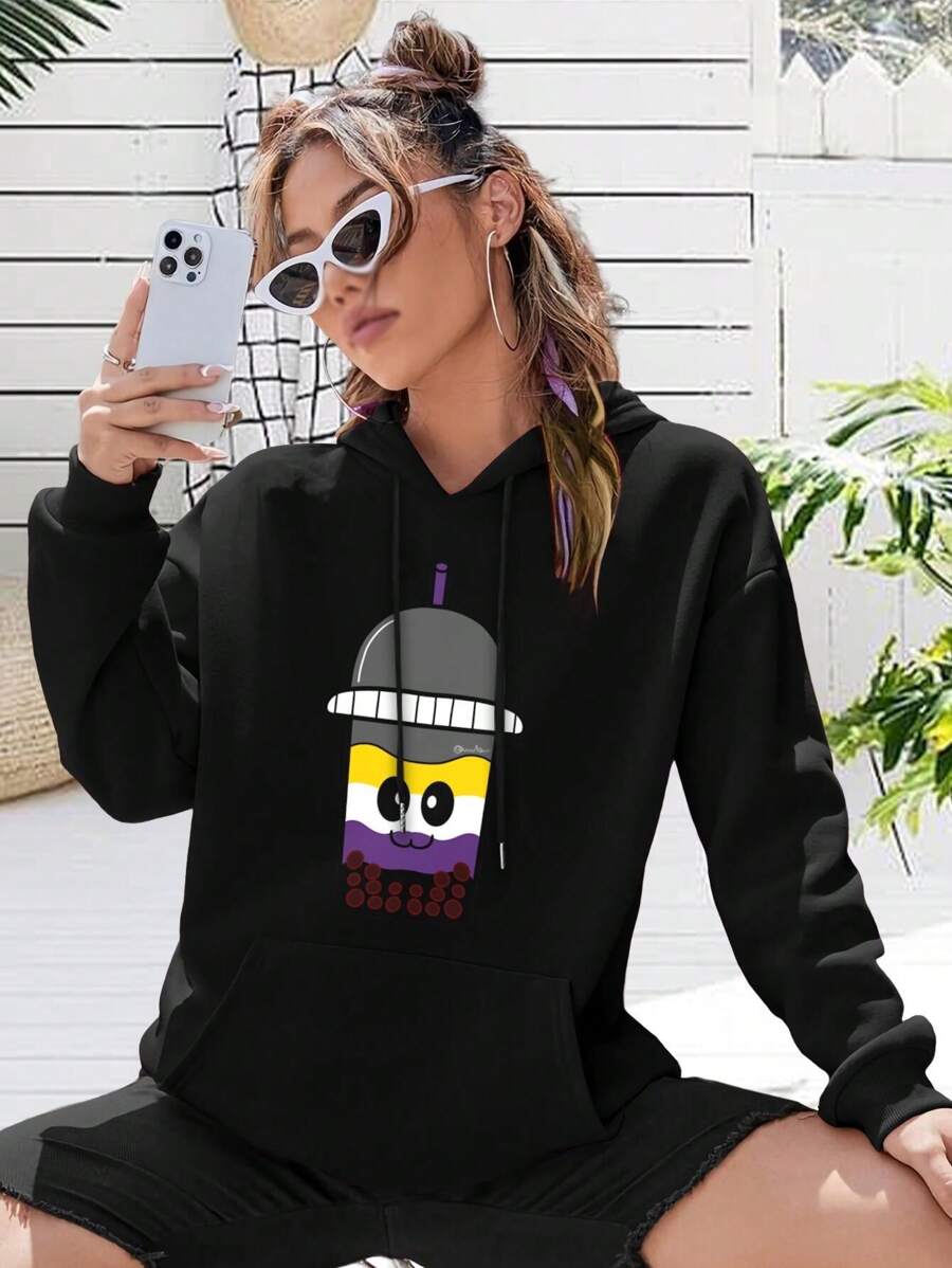 Non-Binary Pride Boba Big Size Women Hoodie Sweatwomen Hoodies For Ladies (LGBTQ+ Trans Queer ...