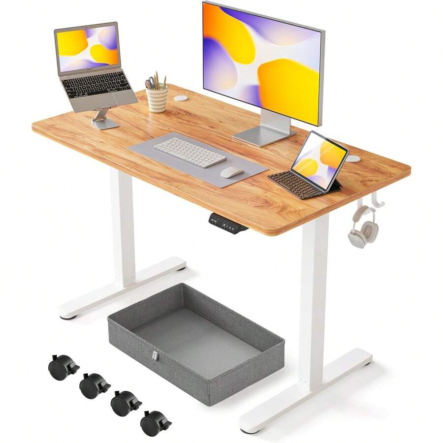 40 X 24 Inches Standing Desk With Drawer, Adjustable Height Electric ...