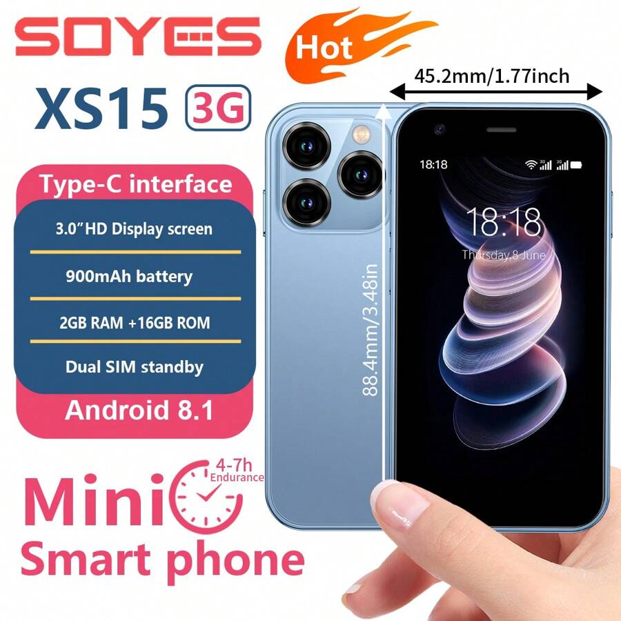 SOYES XS15 3G Rede Mini Smartphone 3.0 Polegadas Tela Android 8.1 2GB RAM 16GB ROM Dual SIM ...