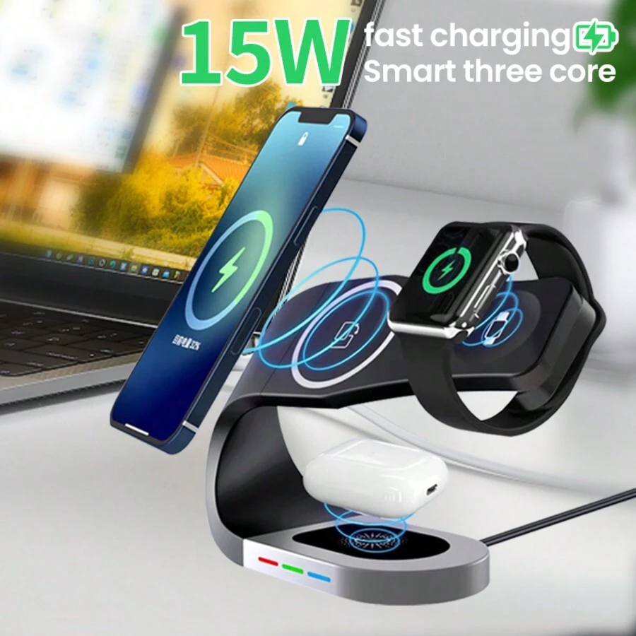 3 In 1 Charging Station For Apple Wireless Charger For IPhone 16 15 14 ...