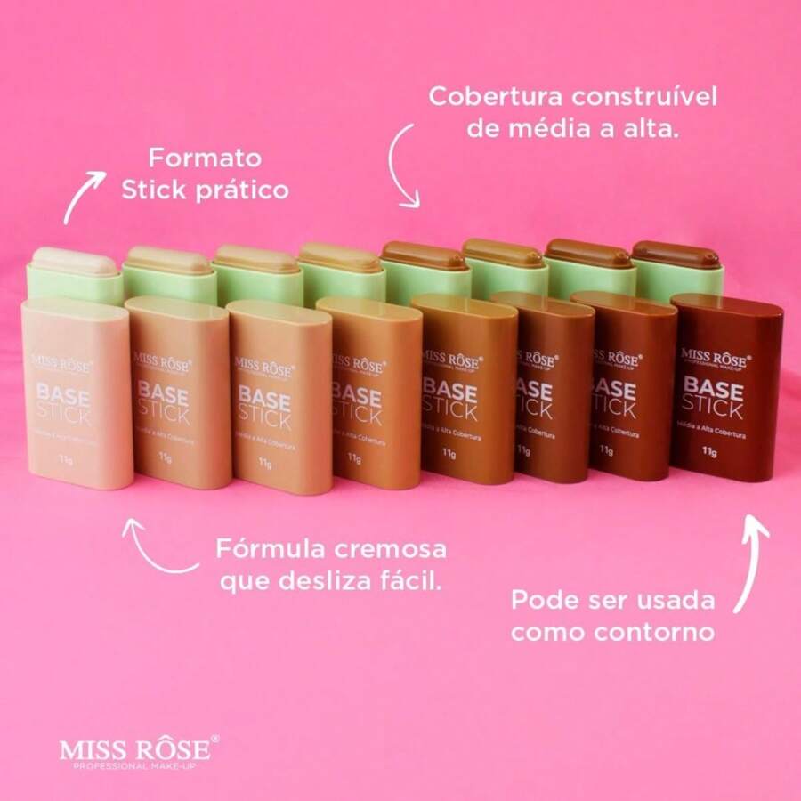 Base Stick Bastão Média a Alta Cobertura Longa Duração Miss Rose ...