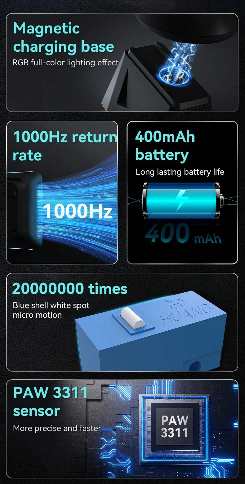 Black Vulcan AJ159P MC Upgraded Wireless Lightweight Esports Gaming ...