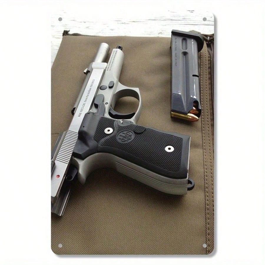 Beretta 92FS Inspired Iron Wall Art Sign - 8x12 Inch, Durable Metal ...