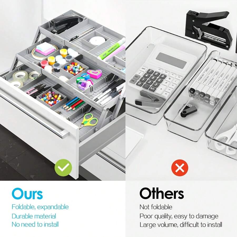 3-Tier Drawer Organizer - Expandable & Collapsible Drawer Storage ...