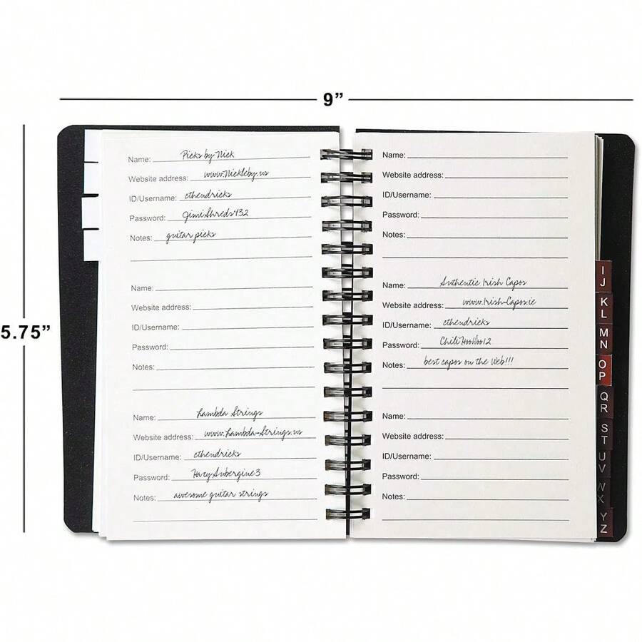 Current Black Password & PIN Keeper Book, 65 Pages, 4.5" X 5 ¾" Size ...