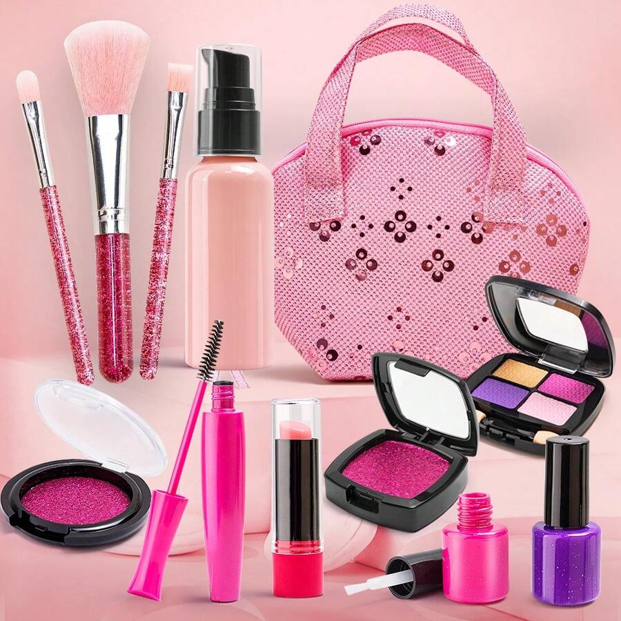 Pretend Makeup Kit For Girls, Kids Pretend Play Makeup Set For Birthday ...
