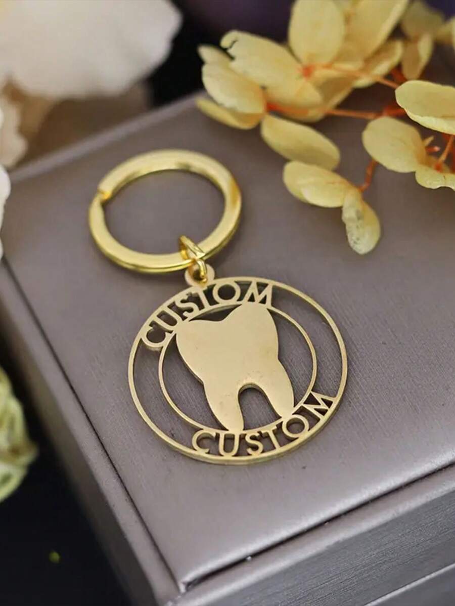 Personalized Stainless Steel Tooth Keychain - Customized Name Carving ...