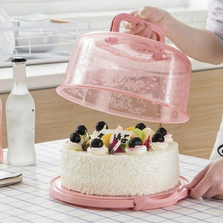 Cake Storage Box Round Handheld Cupcake Container Cake Box Plastic Bar ...