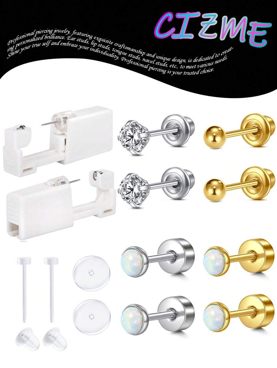 CIZME Disposable Ear Piercing Kit Ear Piercing Gun Nose Piercing Kit ...
