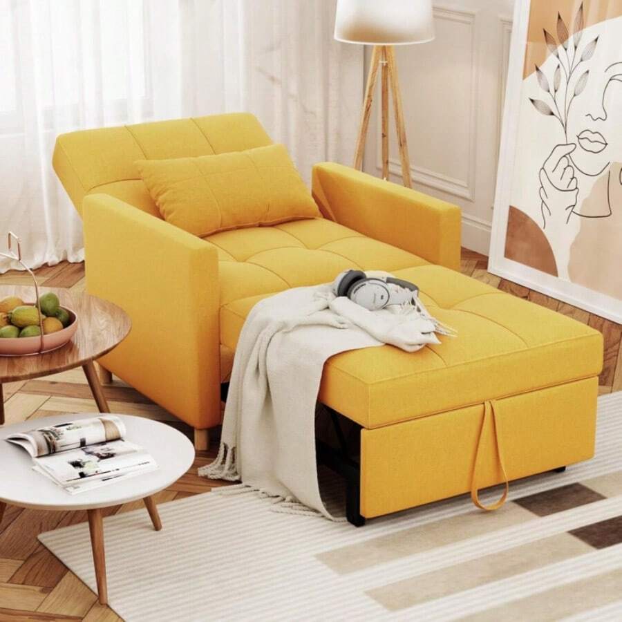 Convertible Sleeper Sofa Chair 3 In 1 Pull Out Chair Bed For Adult ...