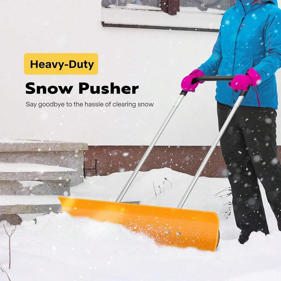 VIVOHOME 37 Inch Snow Plow Pusher Shovel With Wheels, Bi-Direction Snow ...