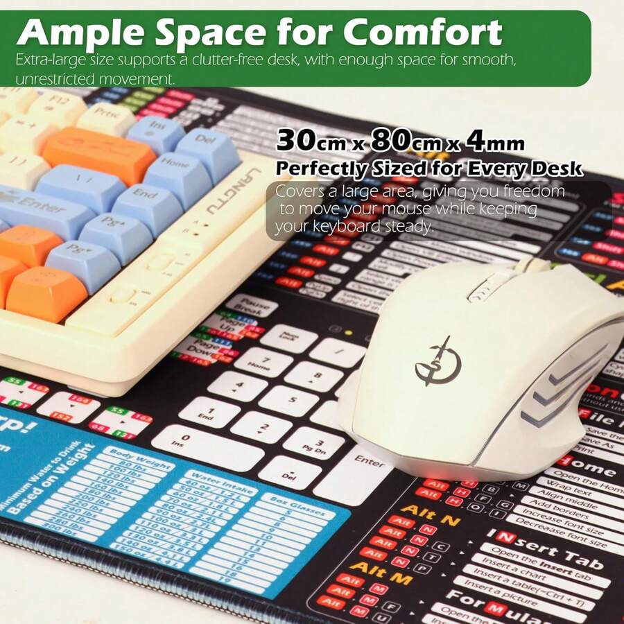 Excel Cheat Sheet Desk Pad - Extended Large Excel Mouse Pad | Shortcuts ...