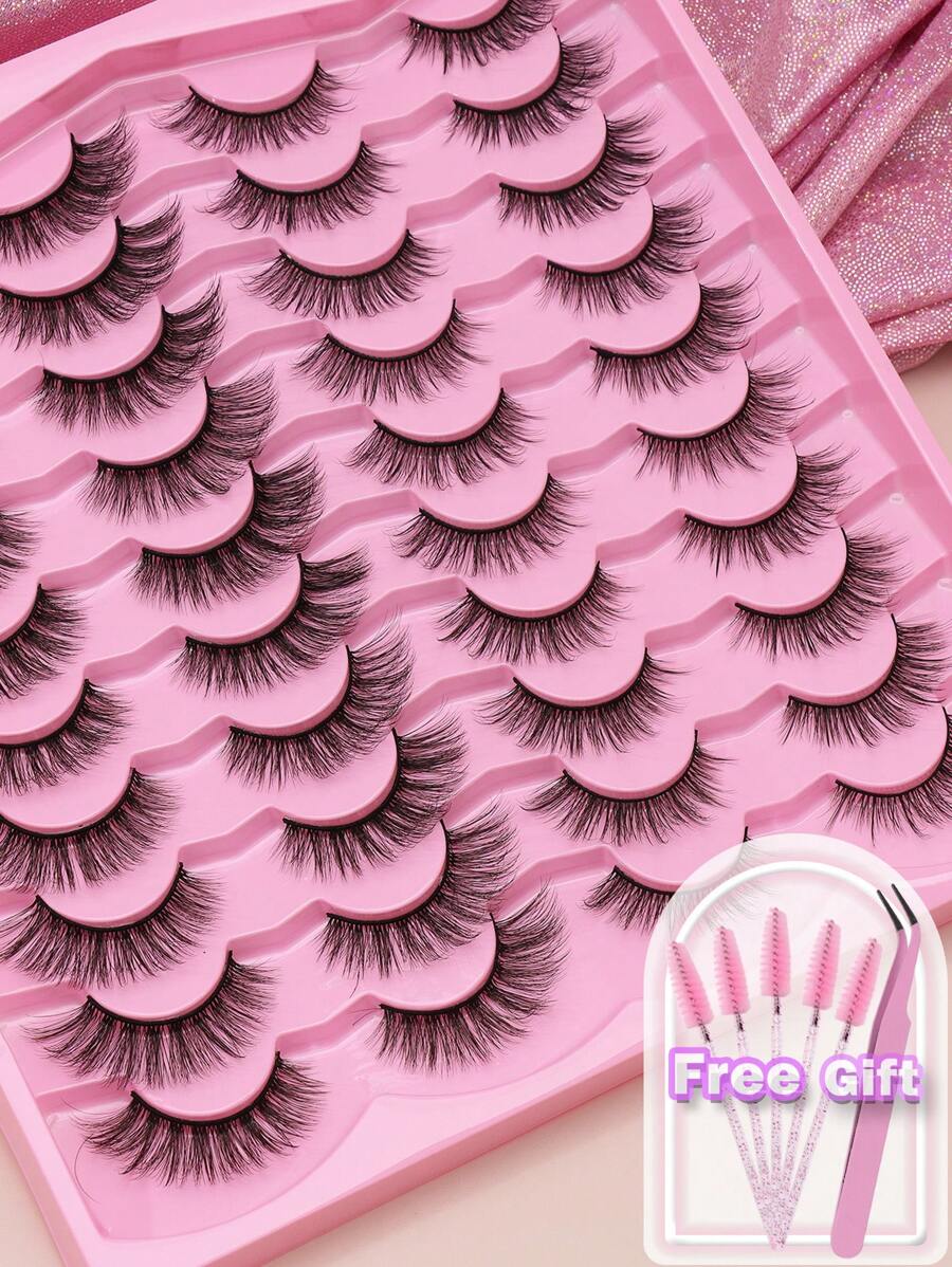 20 Natural Mix False Eyelashes Soft 3D Mink Lashes Long Short Extension ...