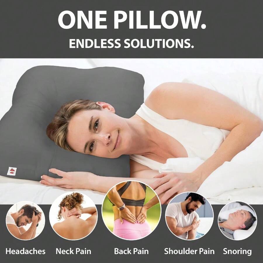 Firm Standard Full-Size Gray Cervical Orthopedic Support Pillow - Dual ...