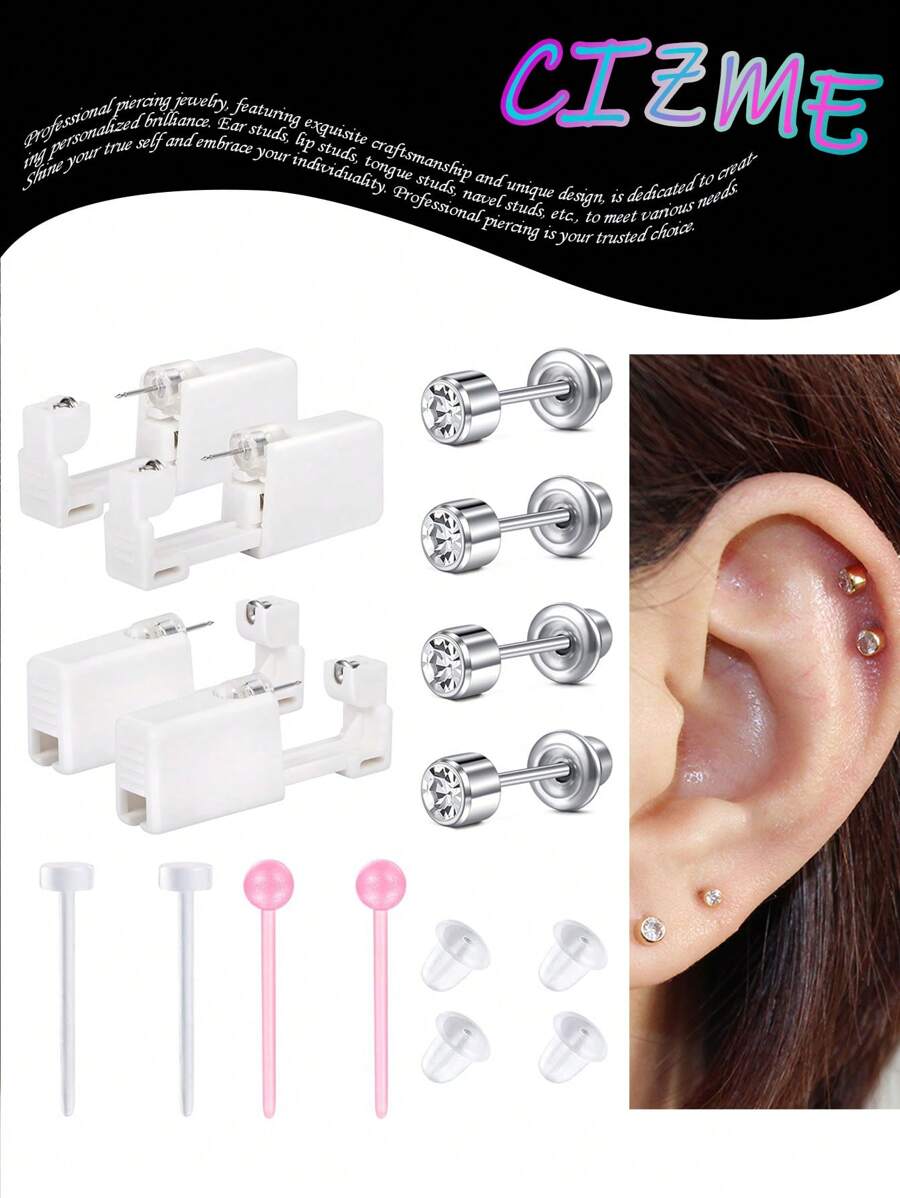 CIZME Ear Piercing Kit Disposable Ear Piercing Gun Nose Piercing Kit ...
