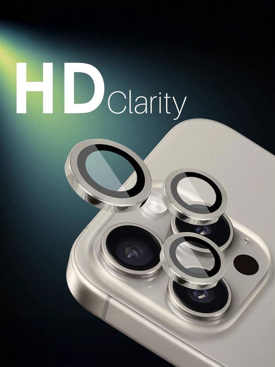 3pcs/Set Natural Titanium Metal Ring Camera Lens Protector, Perfect Fit, Rear Camera Lens Round ...
