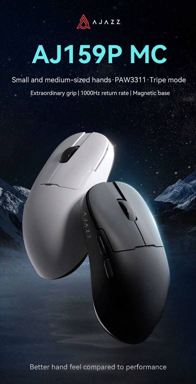 Black Vulcan AJ159P MC Upgraded Wireless Lightweight Esports Gaming ...