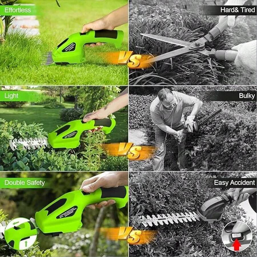 Rechargeable 2-In-1 Electric Handheld Hedge Trimmer - Effortlessly Trim ...