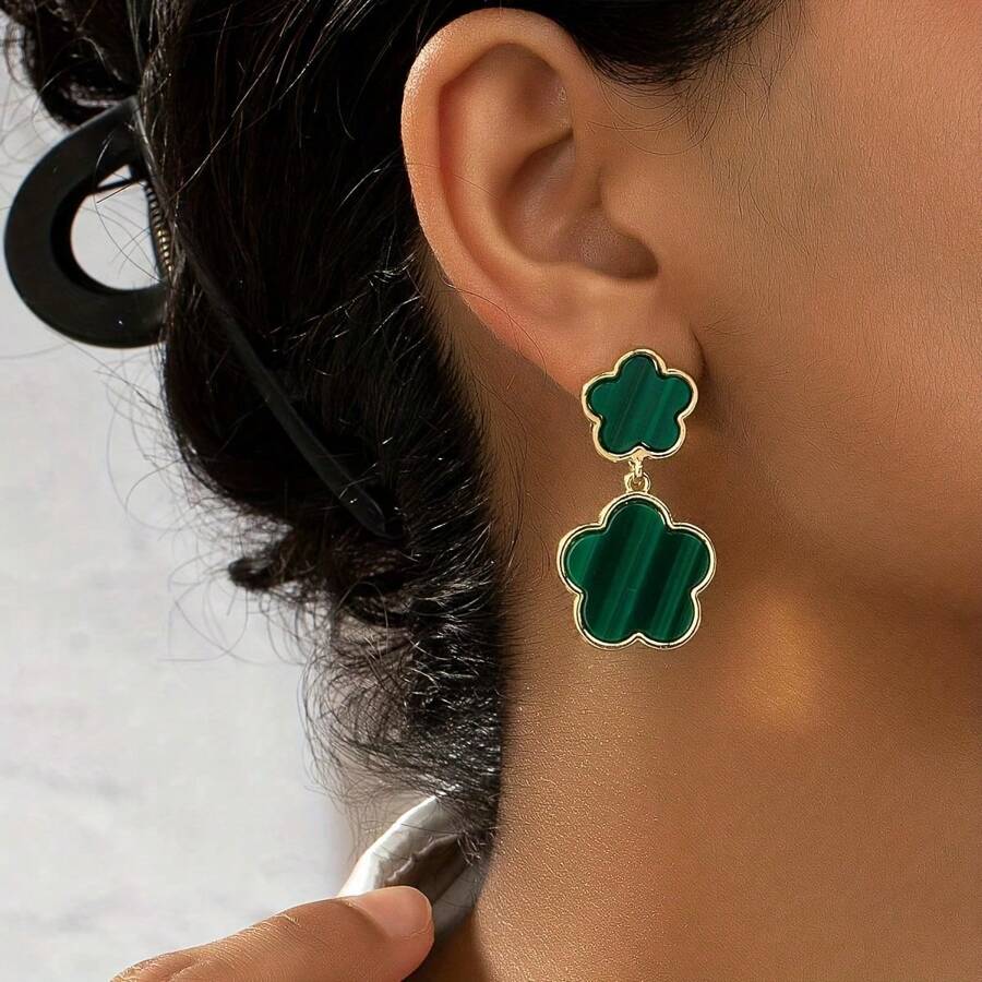 1 Pair Fashionable & Versatile Vintage Clover Flower Earrings For Women ...