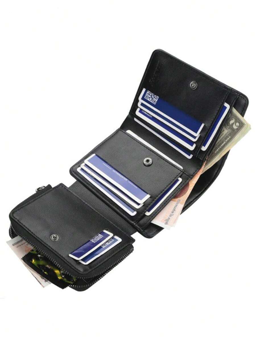1 PC New Men's PU Leather Protection Wallets Vintage Thin Short Multi ...