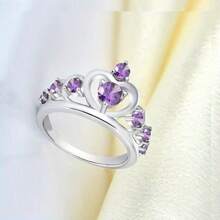 1pc Elegant Luxury Green Zirconia Encrusted Crown Design Ring, Suitable ...