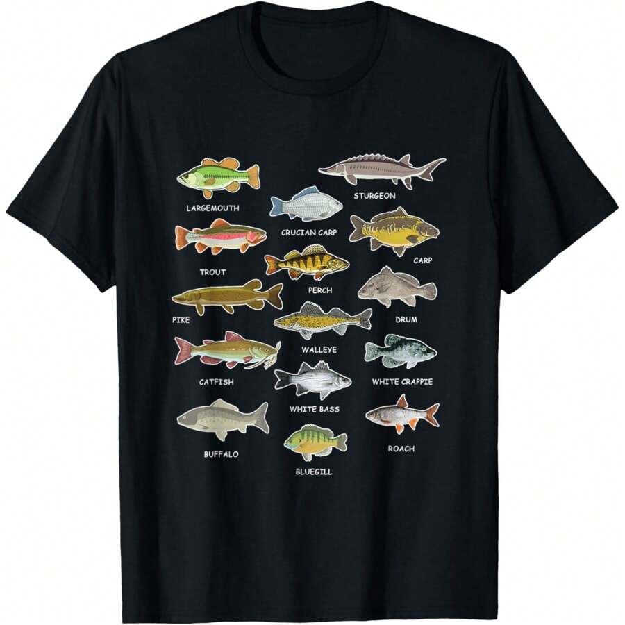 Types Of Freshwater Fish Species Fishing T-Shirt | SHEIN Brasil