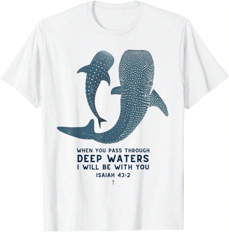 Christian Scripture Jesus Ocean Isaiah Vintage Whale Shark T-Shirt ...