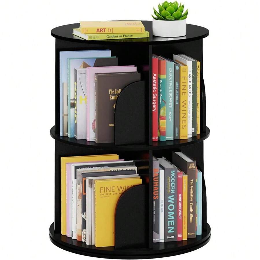 SpaceAid 4 Tier Rotating Bookshelf Tower, Spinning Bookcase Lazy Susan ...