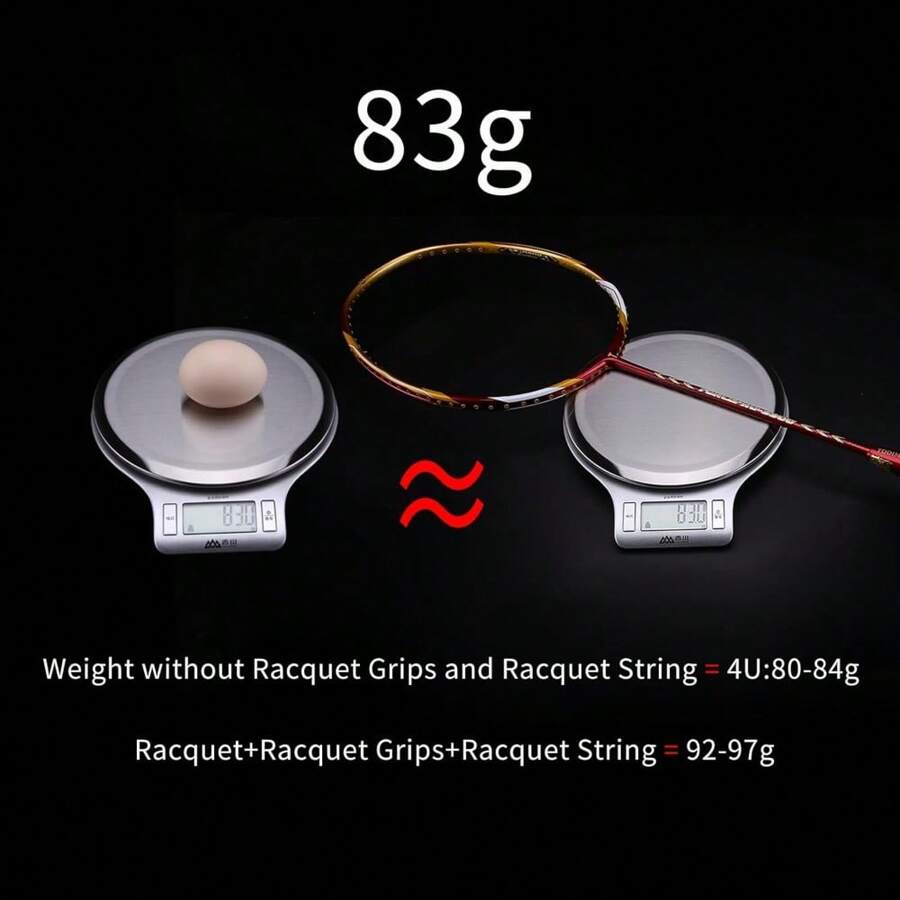 Badminton Racket, 4U Lightweight Badminton Racquet, Professional 100% ...