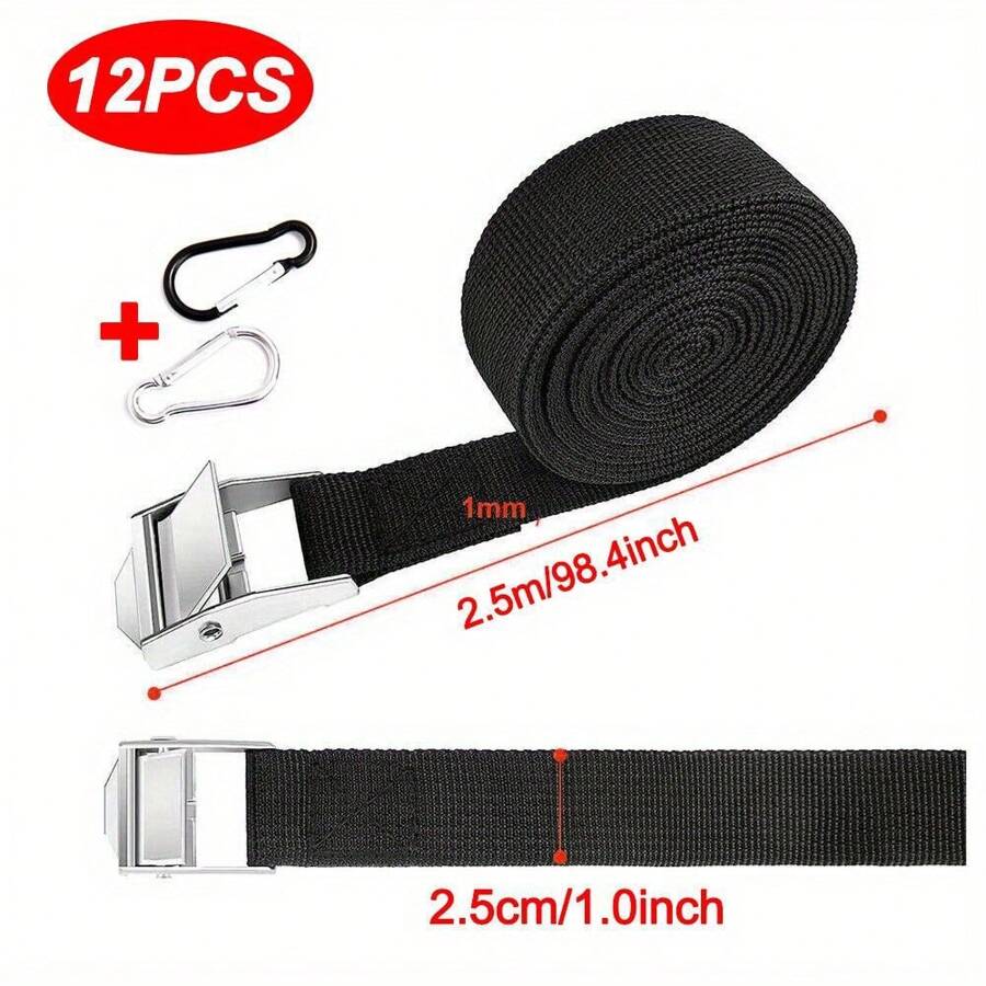 12 Packs Lashing Straps Cargo Luggage Tie Down Cam Buckle Roof Rack 2 ...