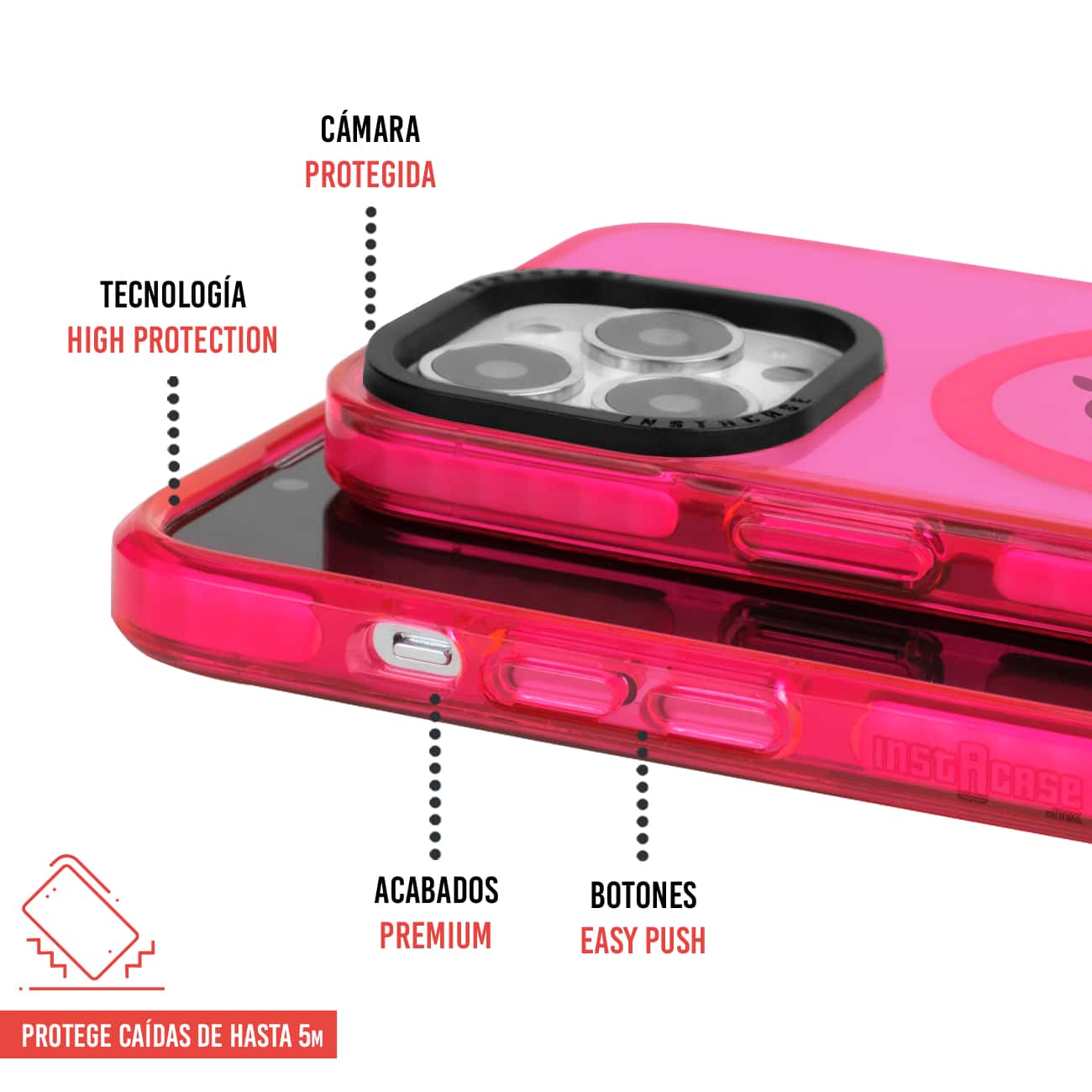 INSTACASE Funda Para iPhone Antigolpes Uso Rudo Magsafe Colors Borde Reforzado Anticaidas ...