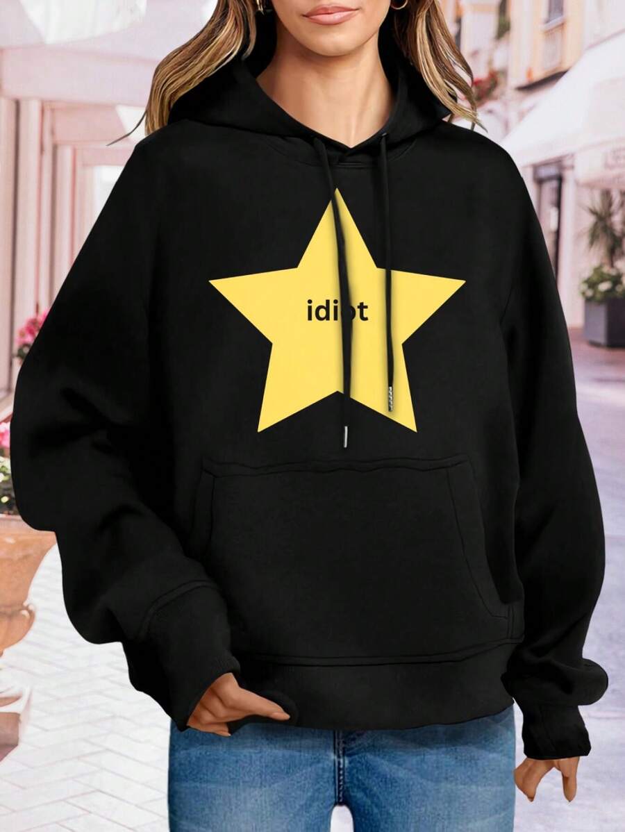 Gold Star Idiot Baka Hoodie Offensive Dumb Yet Simple | SHEIN USA