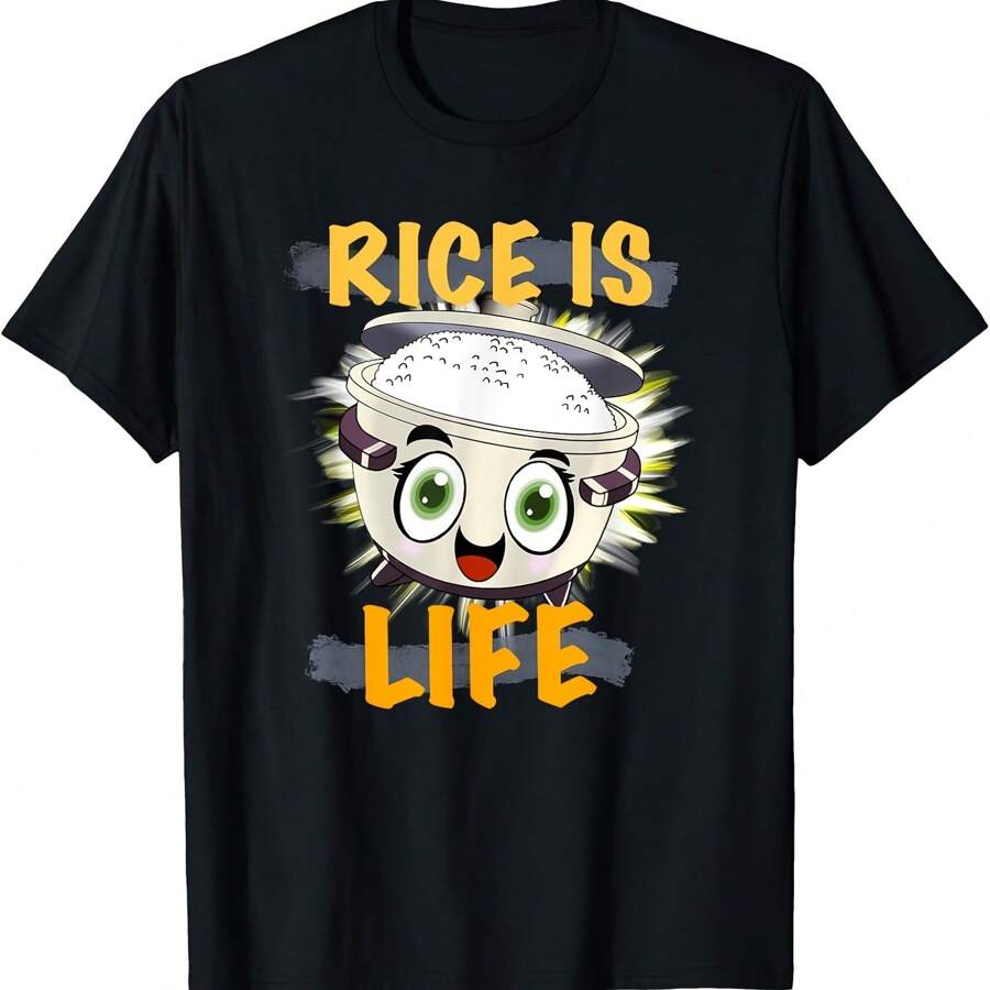 Rice Is Life Kawaii Cute Rice Cooker Filipino Funny Design T-Shirt ...