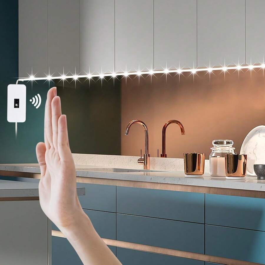 Warm White USB Motion Sensor LED Under Cabinet Light Strip - Touch ...