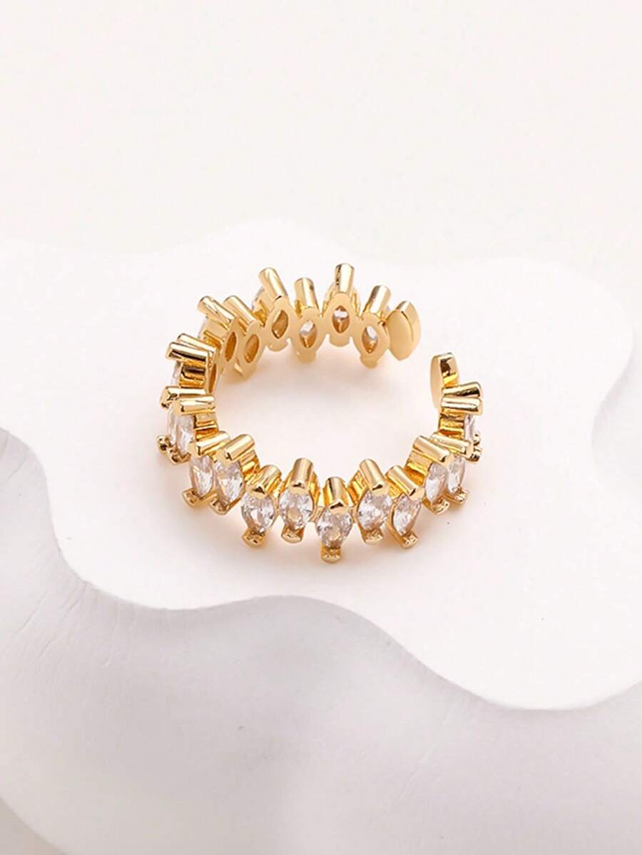 1pc Exquisite Gold-Tone High-End Luxurious Minimalist Rhinestone Drip ...