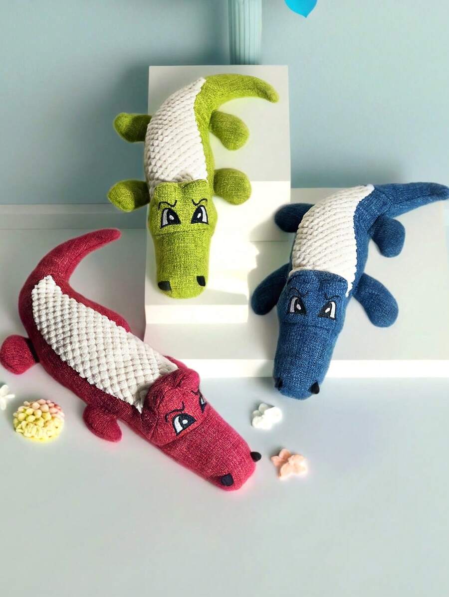 1pc Pet Chew Toy, Dog Vocalization Plush Crocodile Tooth Cleaning Chew ...