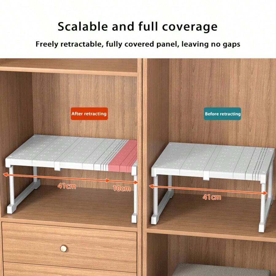 Expandable Closet Tension Shelf Storage Kitchen Stackable Shelves ...