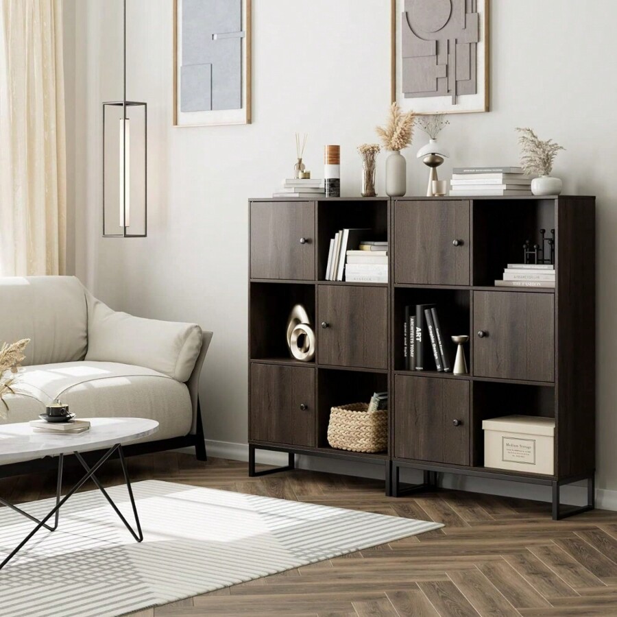 Homfa 6 Cube Bookcase With Door, 49.8" Cubby Storage Cabinet Unit ...
