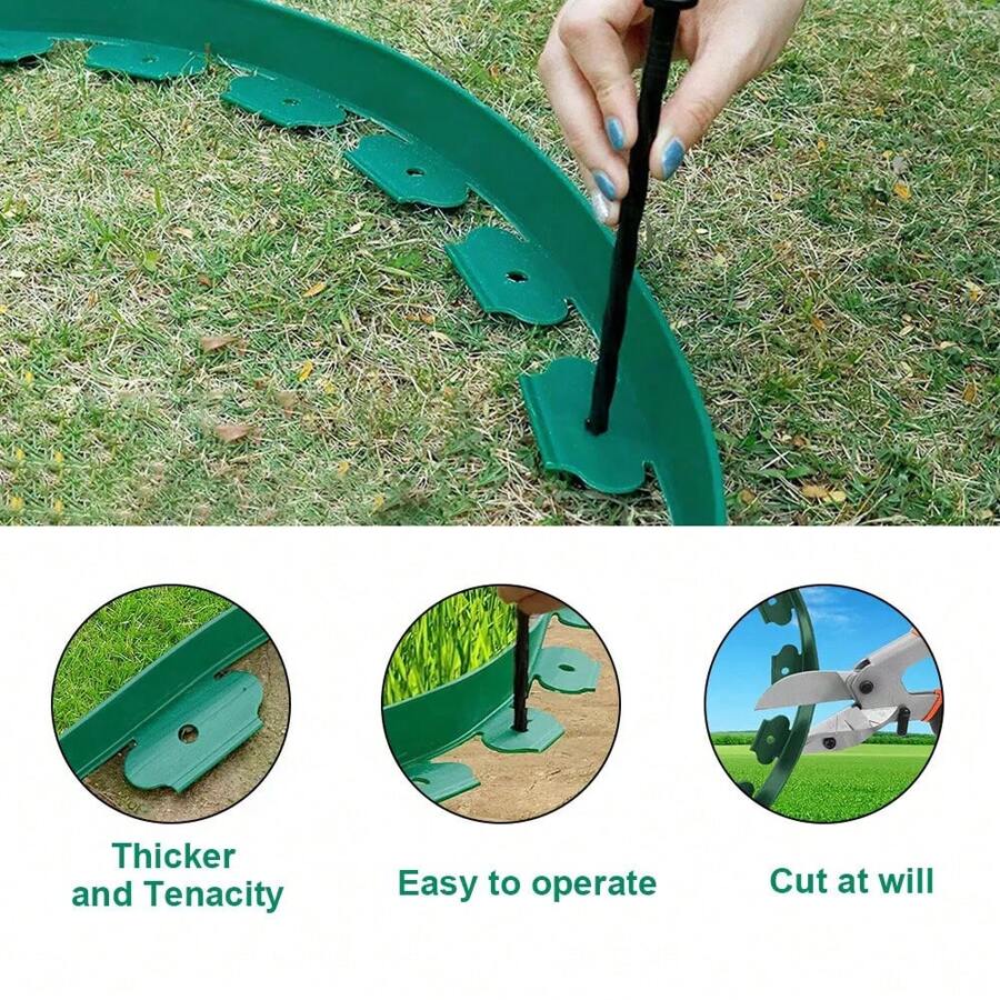 10M Landscape Edging Kit, No Dig Garden Edging With 30 Plastic Spikes ...