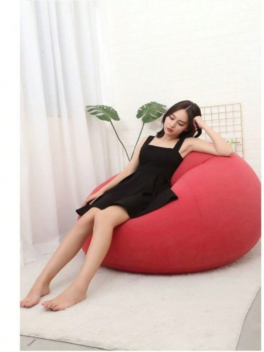 Rosa vermelha Puff Gigante Redondo Puff Gigante camurça | SHEIN Brasil