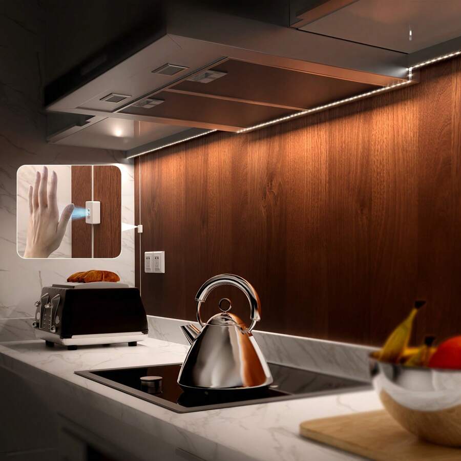 Warm White USB Motion Sensor LED Under Cabinet Light Strip - Touch ...