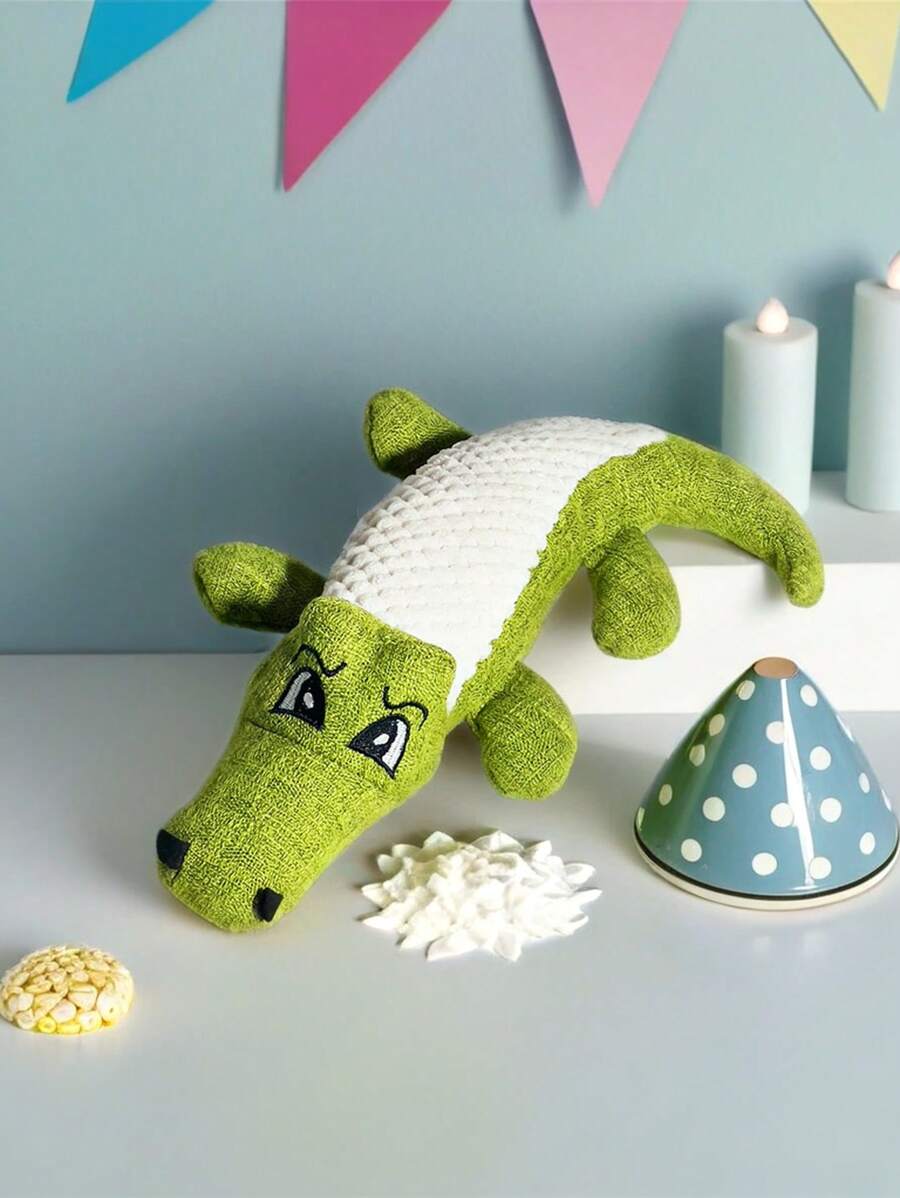 1pc Pet Chew Toy, Dog Vocalization Plush Crocodile Tooth Cleaning Chew ...