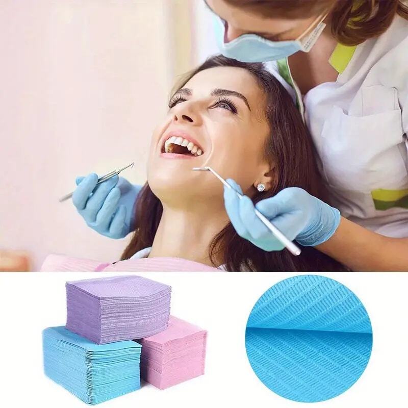 3-Ply Disposable Waterproof Dental Bibs No-Tie Colored Salon Or Tattoo ...