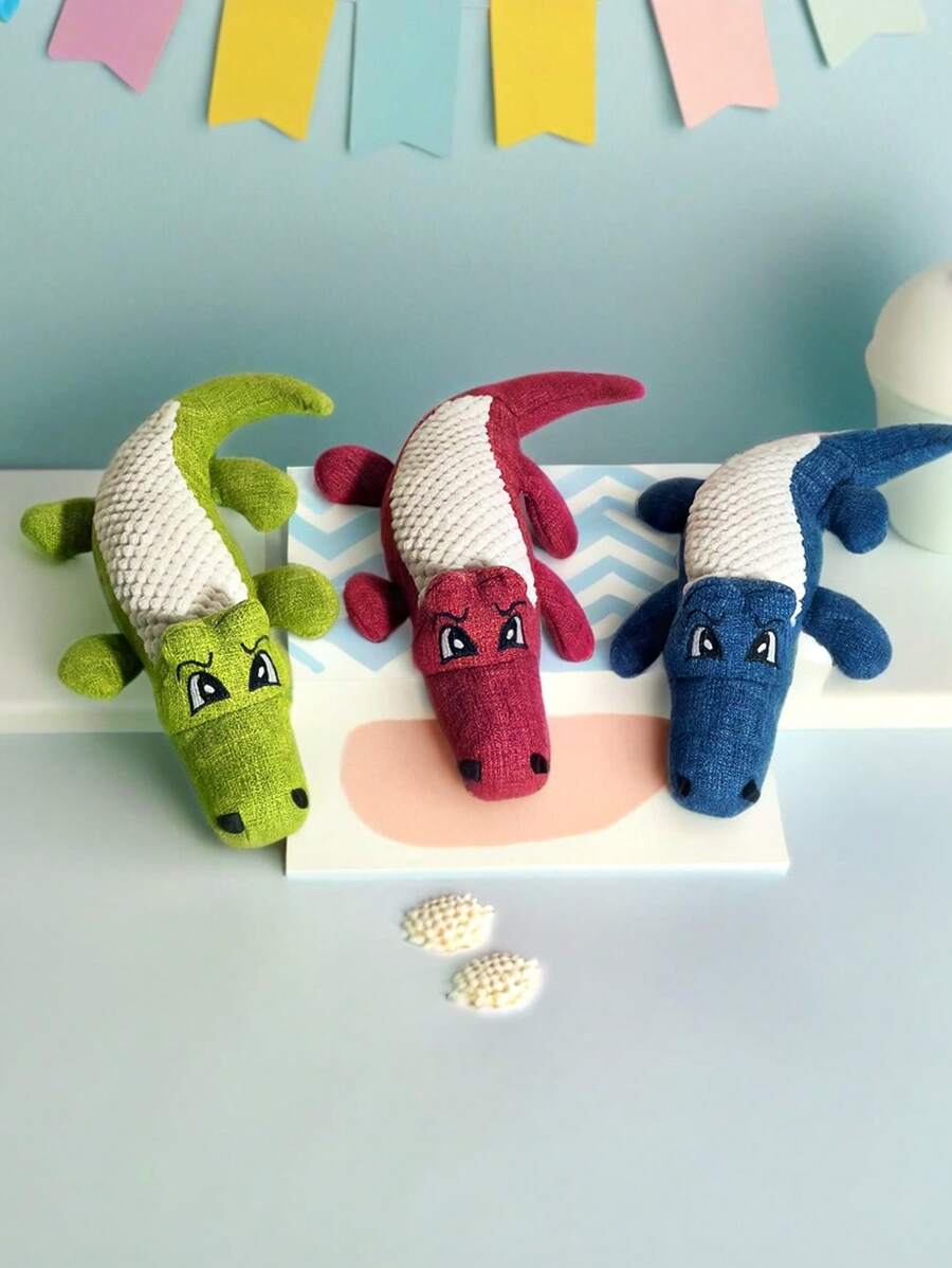 1pc Pet Chew Toy, Dog Vocalization Plush Crocodile Tooth Cleaning Chew ...