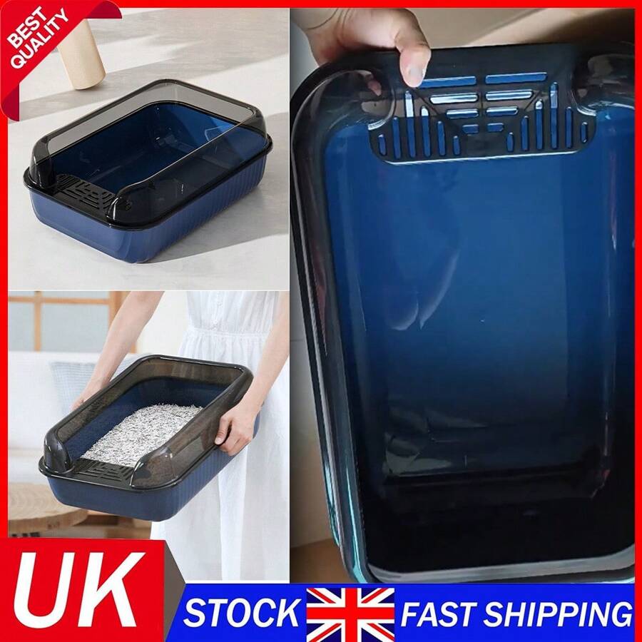 Extra Large Open Cat Litter Tray High Sided Deep Jumbo Rim Pan Box Loo ...