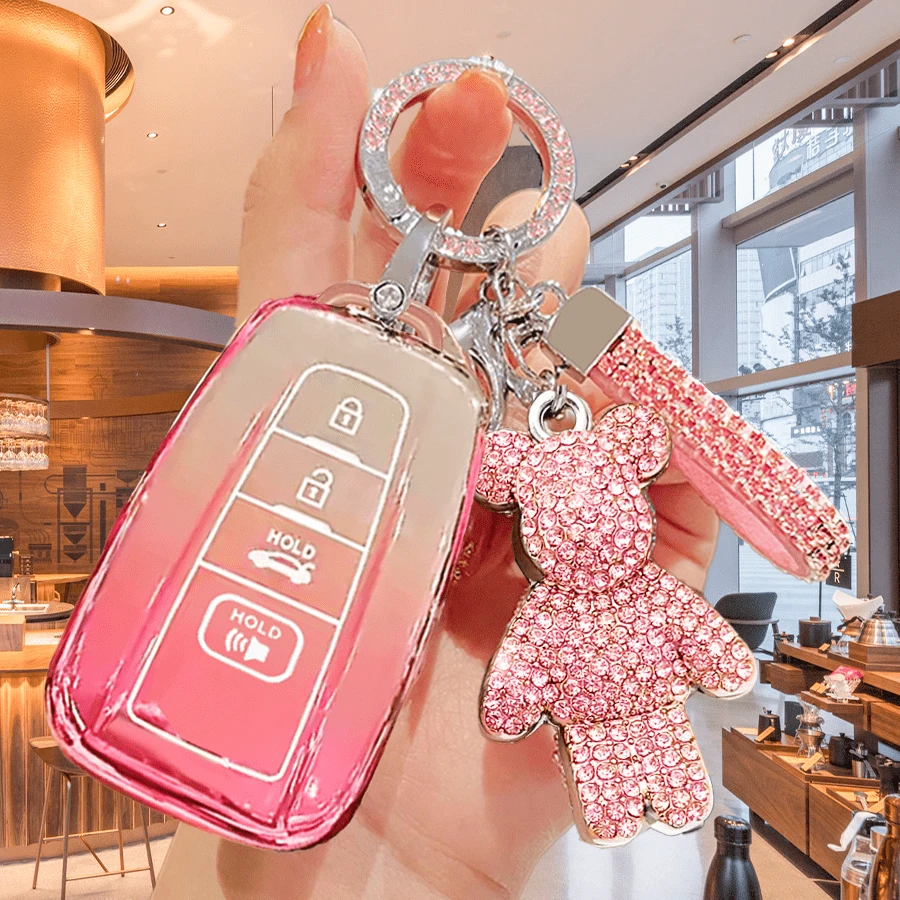 Ombre Toyota Car Key Fob Cover With Rhinestone Bear Keychain, Keyring ...