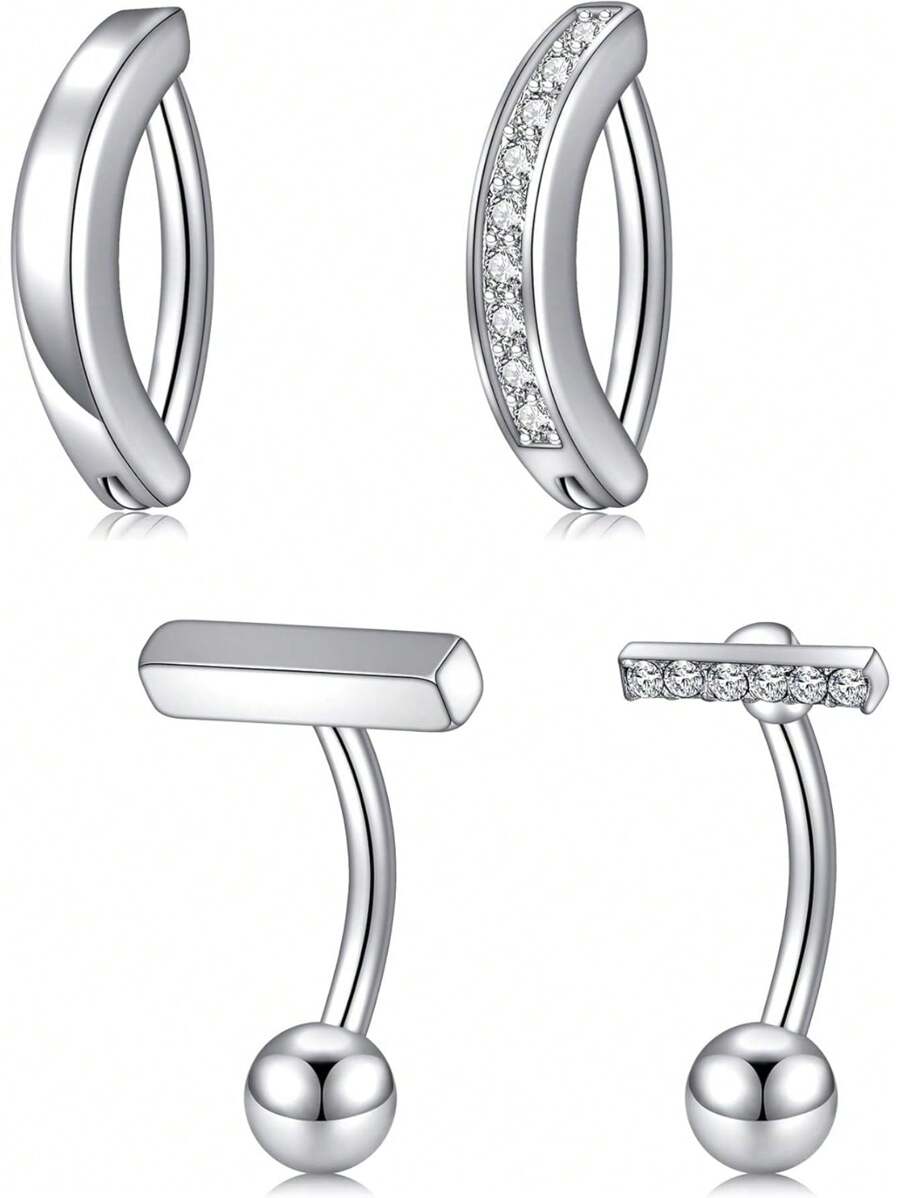 AVYRING 2-4Pcs 14G Clicker Belly Button Ring Stainless Steel Belly ...