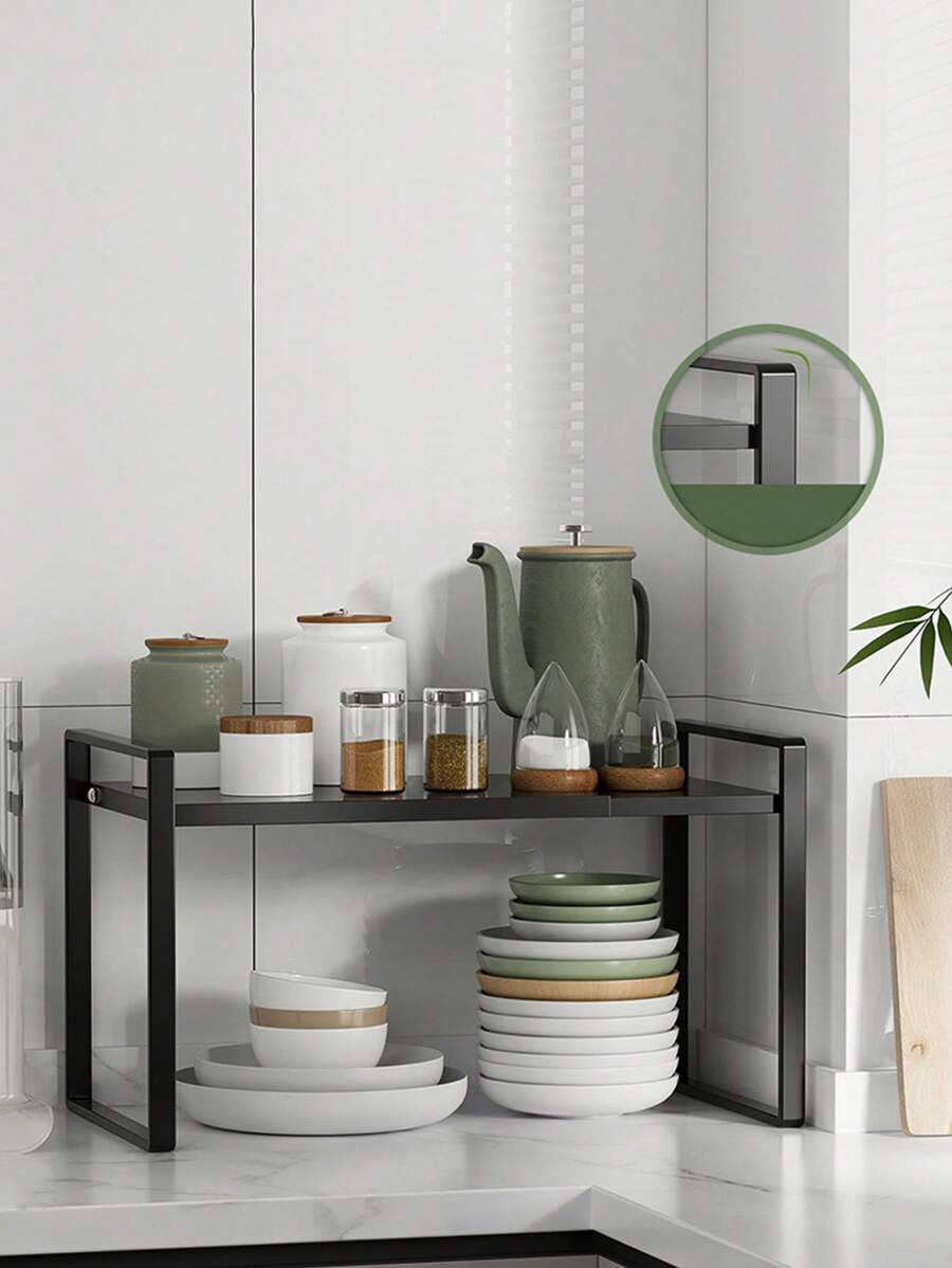 1pc Office, Kitchen Cabinet And Countertop Shelf Organiser, Shelf Riser ...